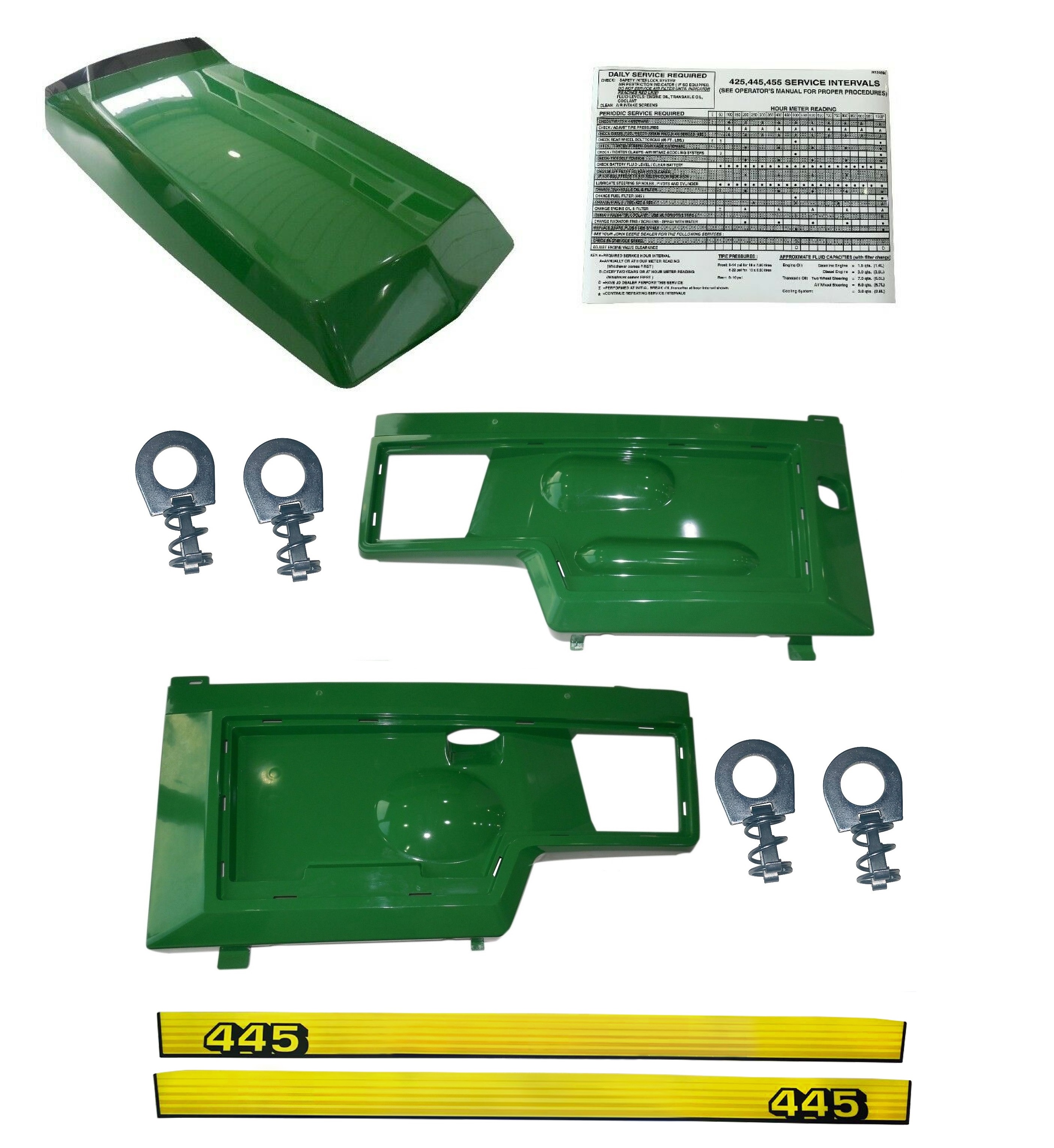 John Deere Hood, Side Panels & Decals Replace 445 UP S/N